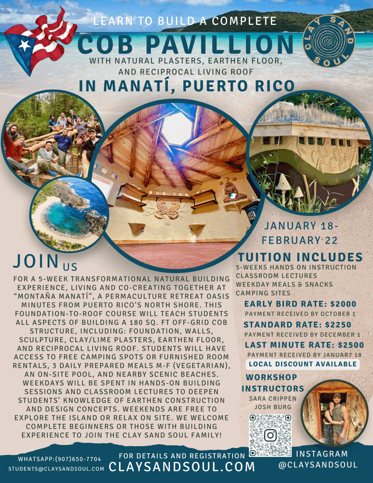 Cob Workshops : Cob Pavillion with Living Reciprocal Roof in Puerto Rico!